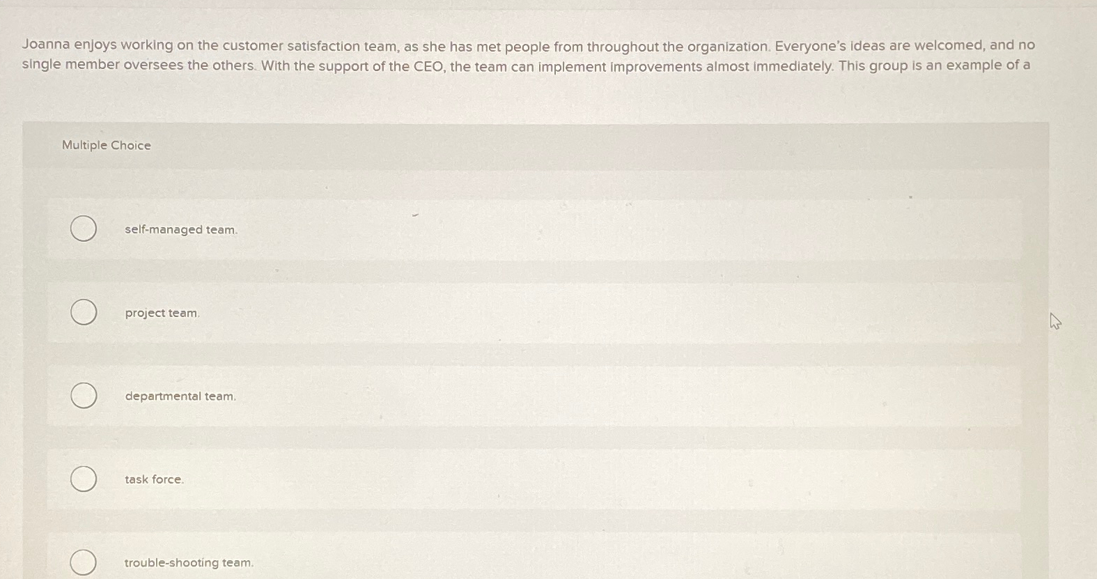 Solved Joanna enjoys working on the customer satisfaction | Chegg.com