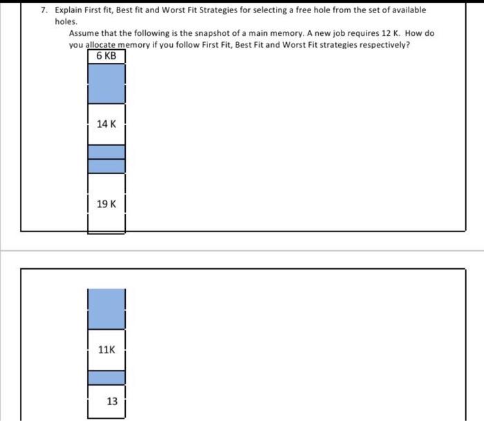 Solved 7. Explain First fit, Best fit and Worst Fit | Chegg.com