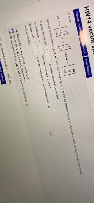 Solved HW14 vector spu Next Problem Previous Problem | Chegg.com
