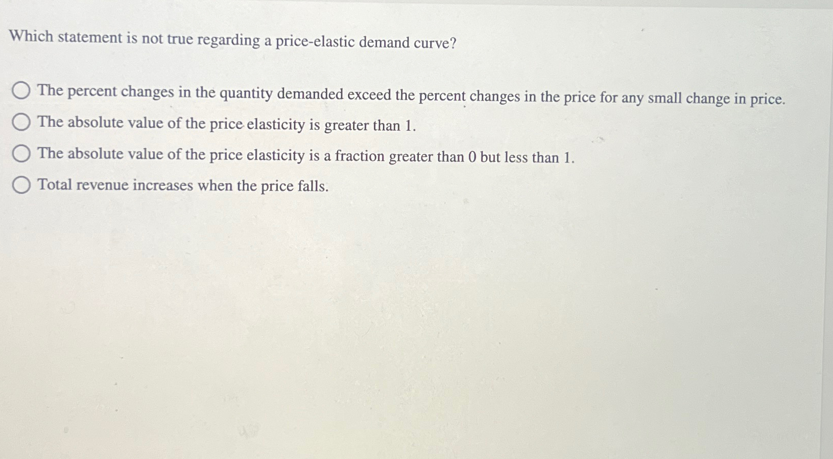 Solved Which statement is not true regarding a price-elastic | Chegg.com