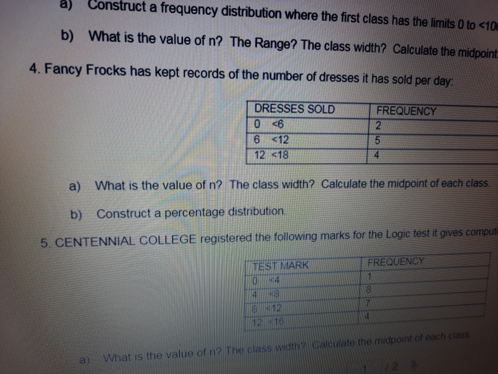 Solved a) Construct a frequency distribution where the first | Chegg.com