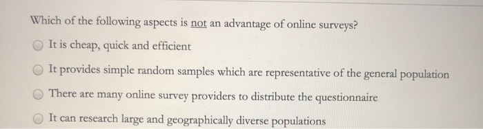 Solved Which of the following aspects is not an advantage of | Chegg.com