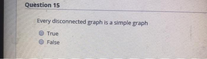 Solved Question 15 Every disconnected graph is a simple | Chegg.com