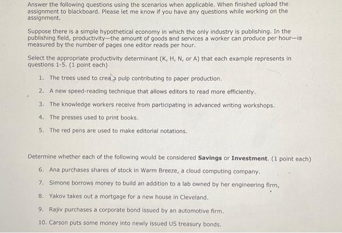 Solved Answer the following questions using the scenarios | Chegg.com