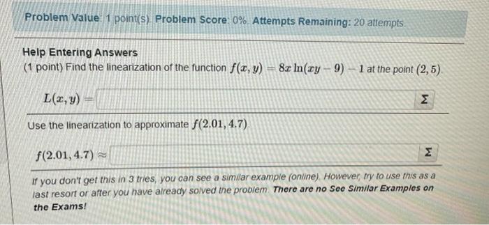 Solved Help Entering Answers (1 point) Find the | Chegg.com