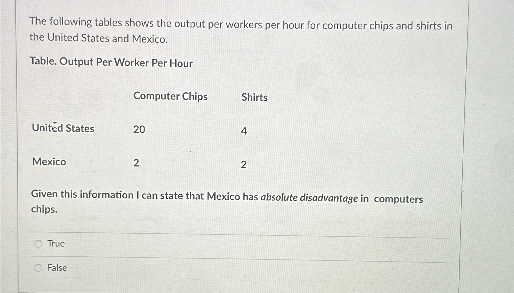 Solved The following tables shows the output per workers per | Chegg.com