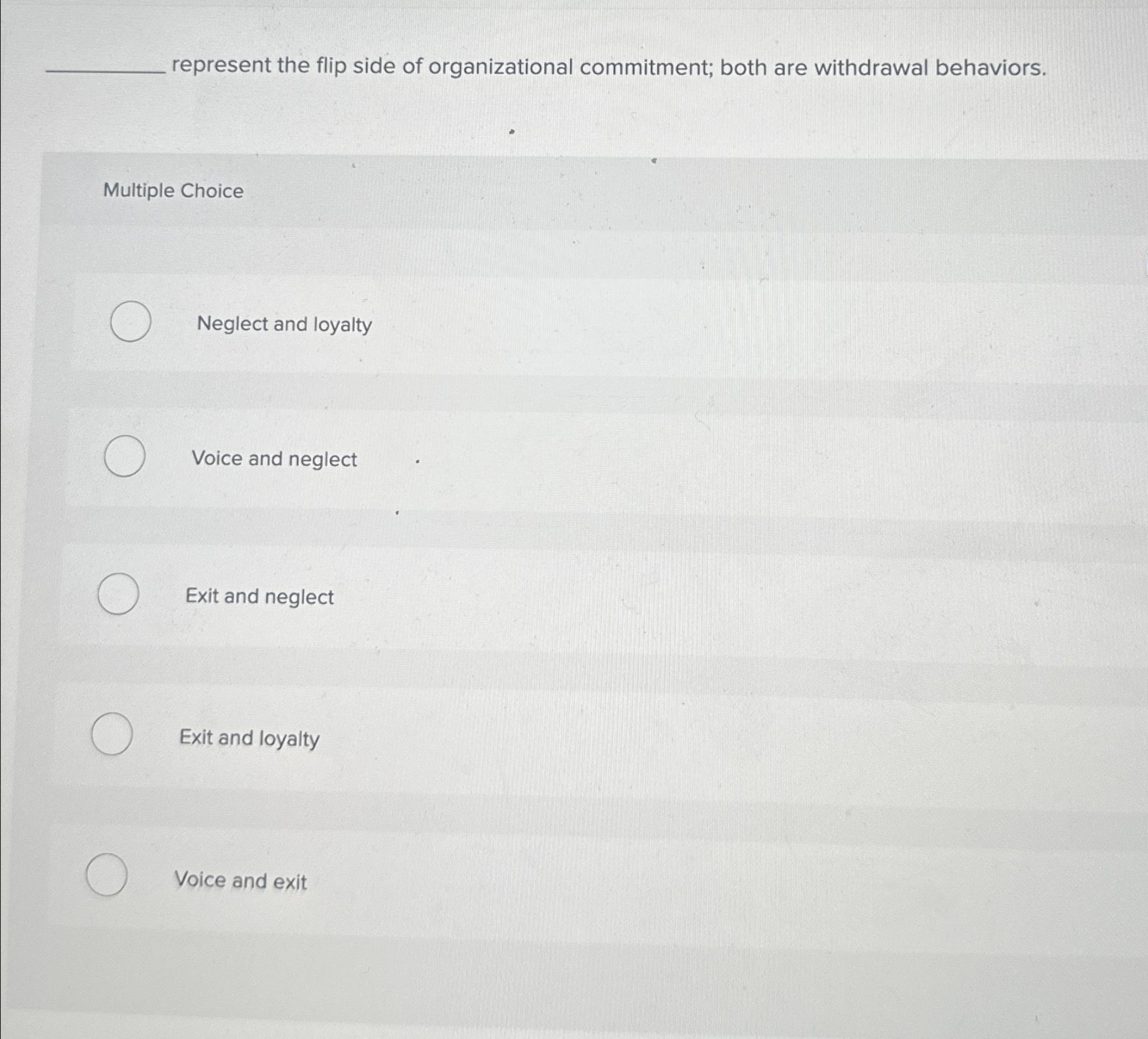 Solved represent the flip side of organizational commitment; | Chegg.com