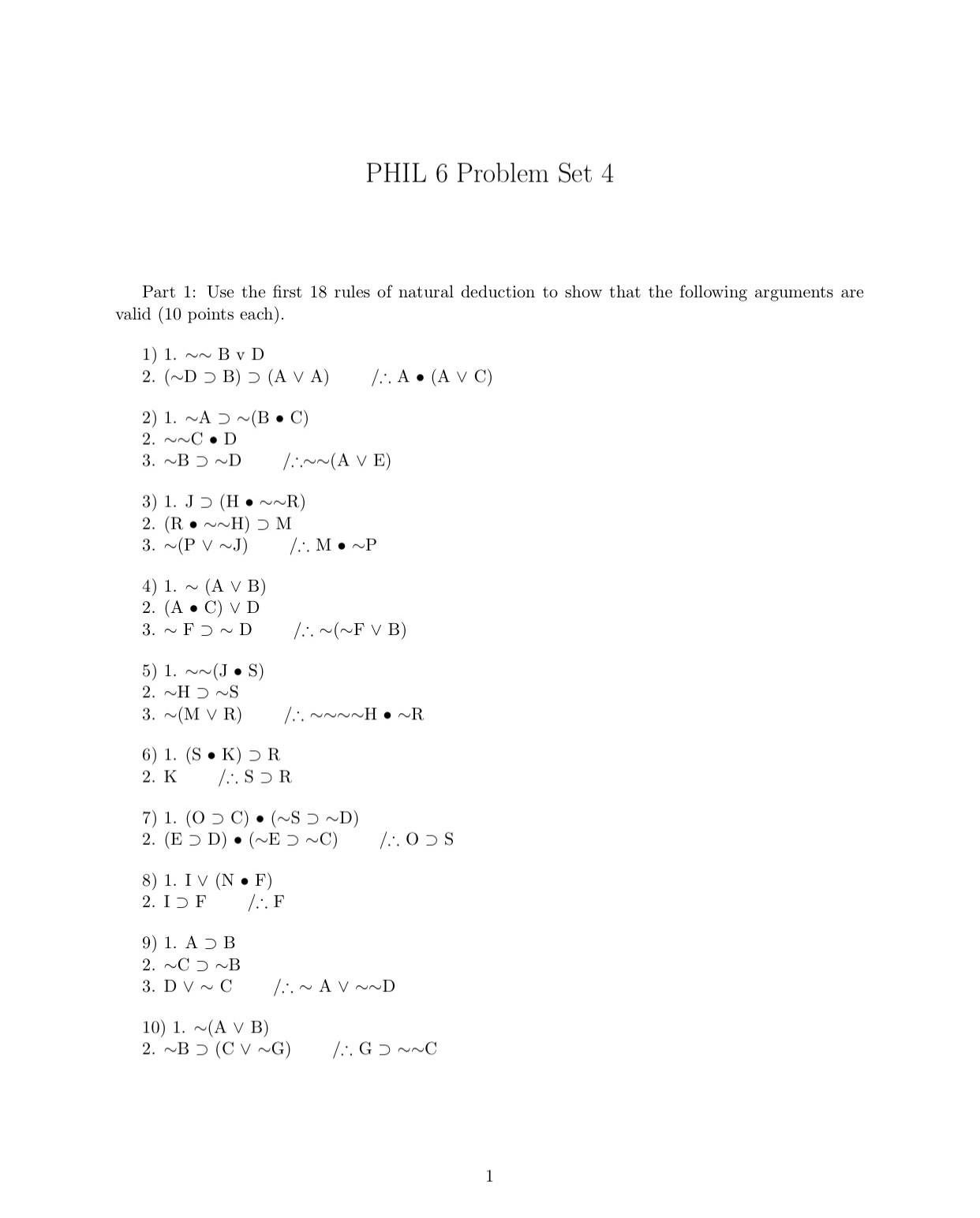 Solved PHIL 6 ﻿Problem Set 4Part 1: Use the first 18 ﻿rules | Chegg.com