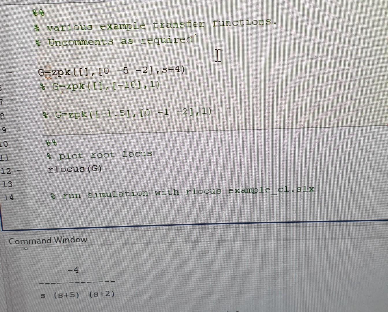 Solved 05 % various example transfer functions. $ Uncomments | Chegg.com