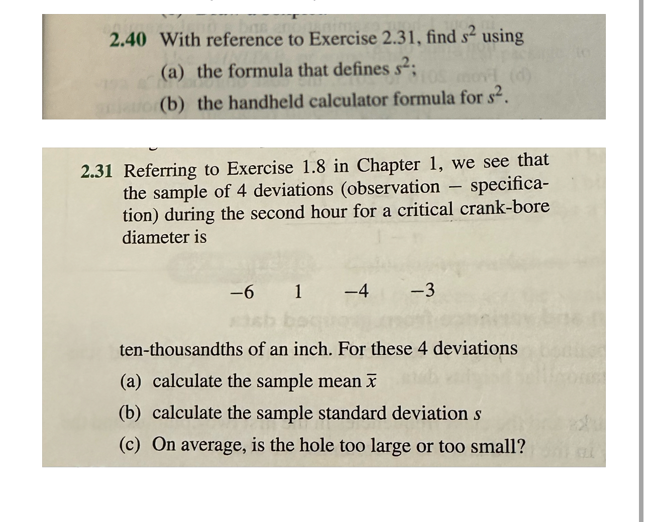 Solved 2.40 ﻿With reference to Exercise 2.31, ﻿find s2 | Chegg.com