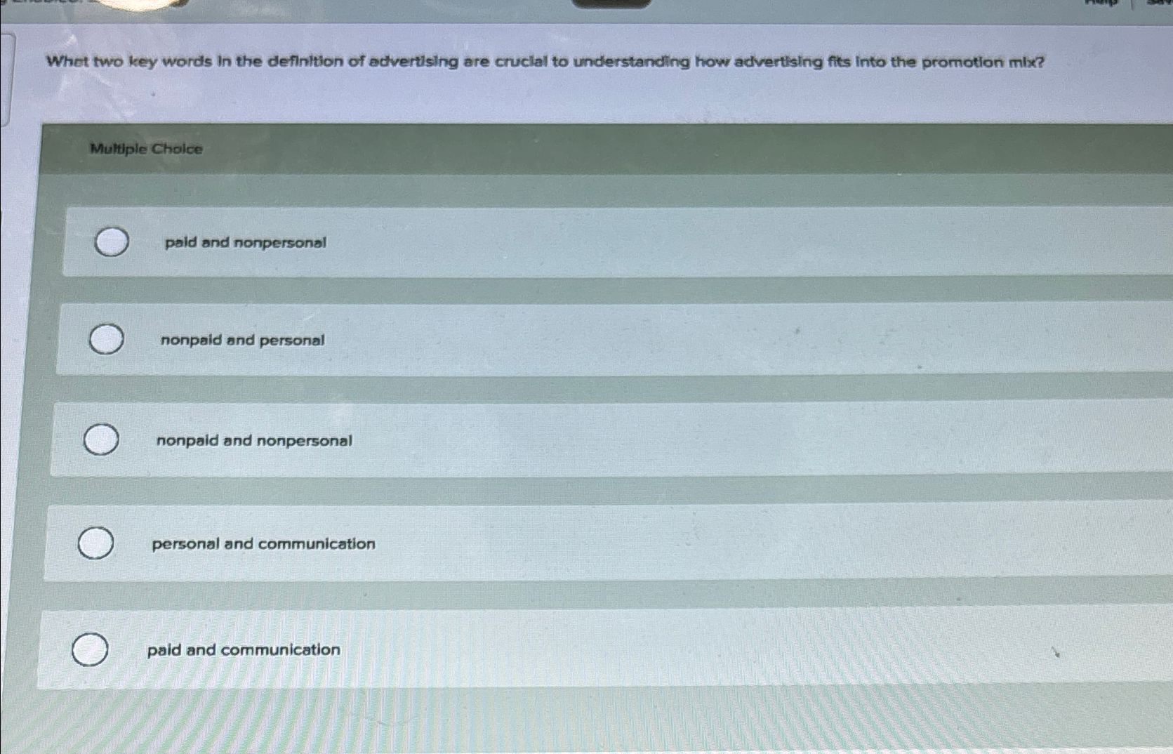 Solved Whet two key words in the definition of actvertising | Chegg.com