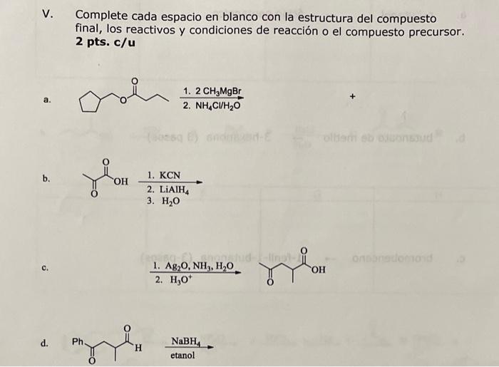 Solved V. Complete cada espacio en blanco con la estructura | Chegg.com