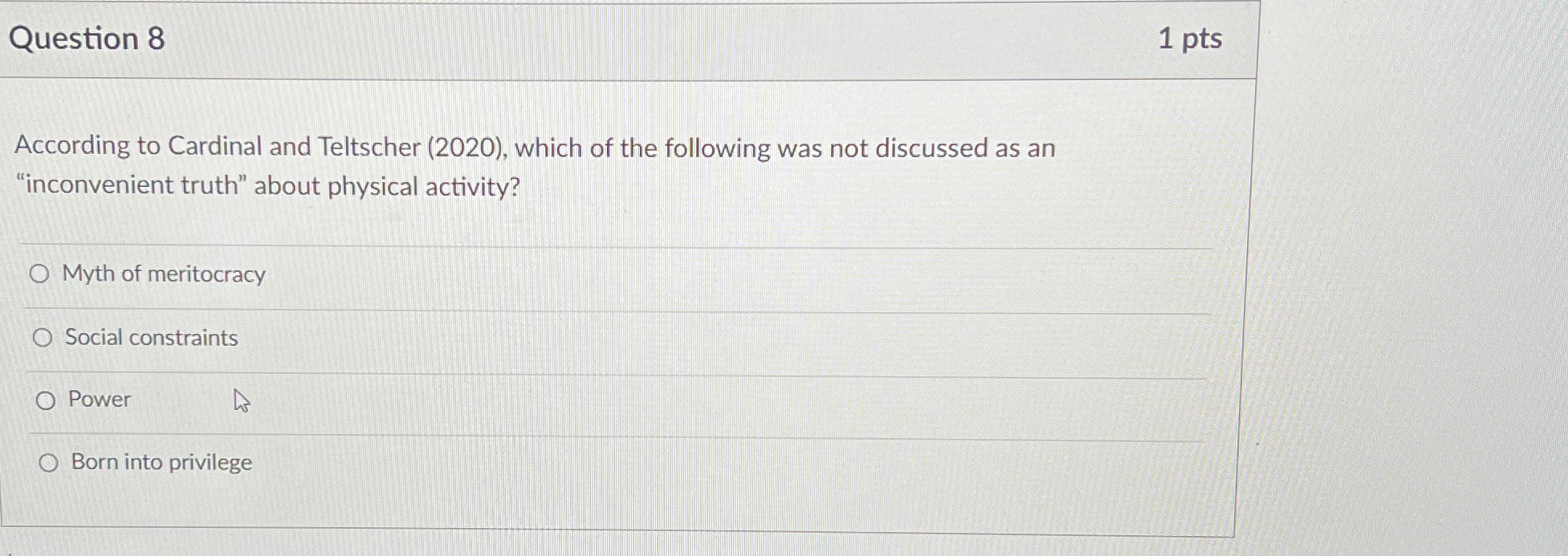 Solved Question 81 ﻿ptsAccording to Cardinal and Teltscher | Chegg.com