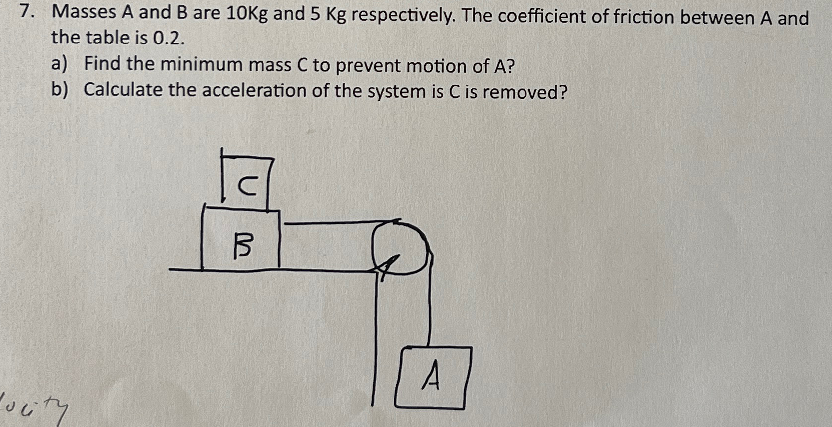 Solved Masses A and B ﻿are 10Kg ﻿and 5Kg ﻿respectively. The | Chegg.com