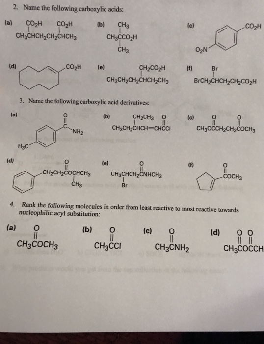 Solved 2. Name the following carboxylic acids: (2) CO₂H CO₂H | Chegg.com