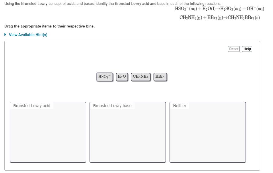 Solved Using the Bronsted-Lowry concept of acids and bases, | Chegg.com