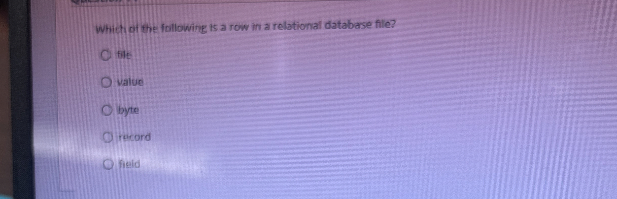 Solved Which of the following is a row in a relational | Chegg.com