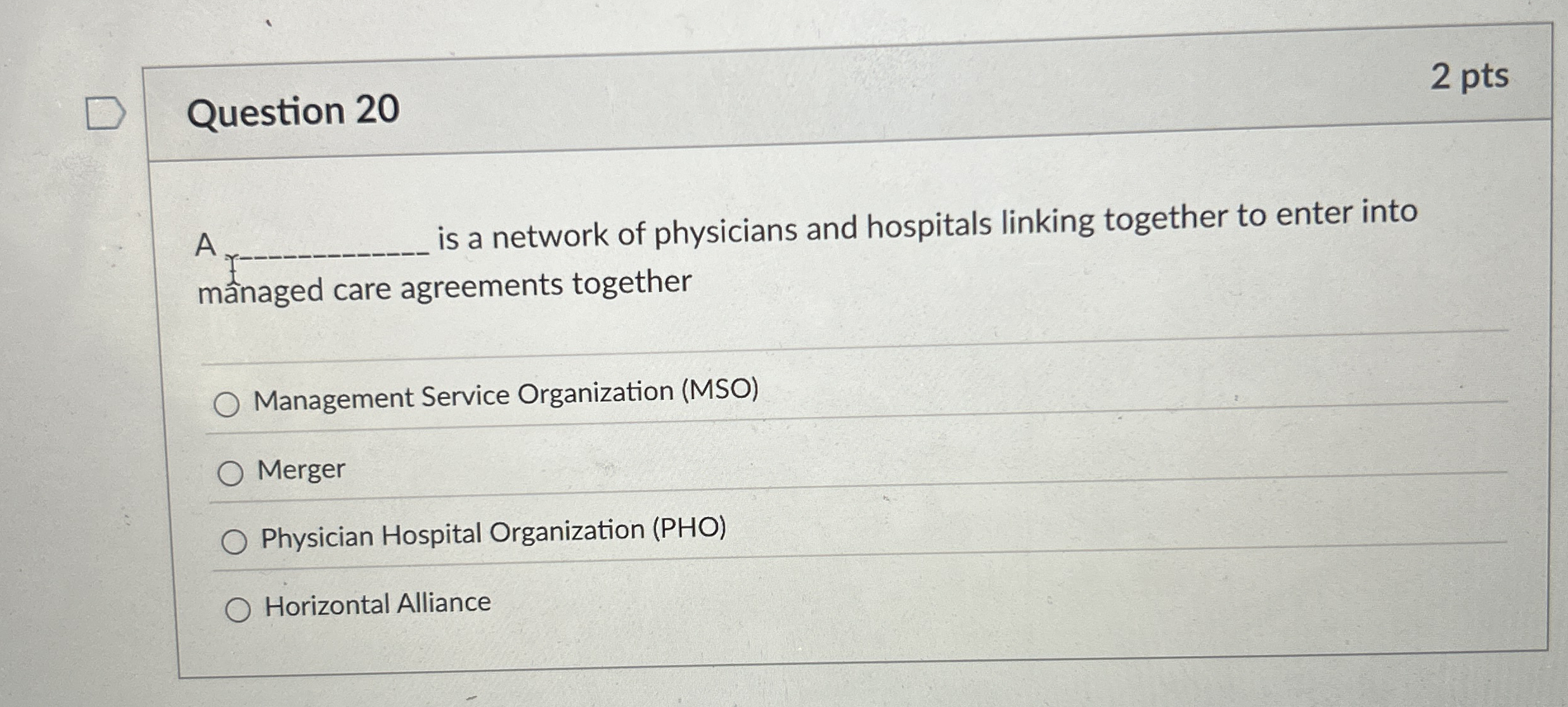 Solved Question 202 ﻿ptsA ﻿is a network of physicians and | Chegg.com