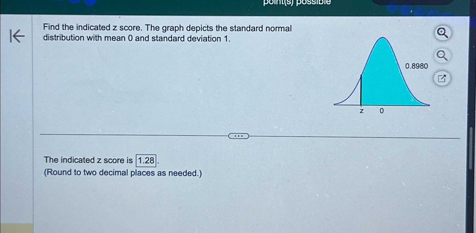 Solved Find the indicated z ﻿score. The graph depicts the | Chegg.com