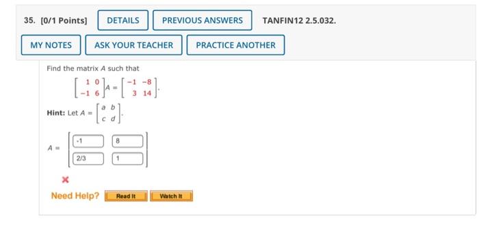 Solved 35. [0/1 Points) DETAILS PREVIOUS ANSWERS TANFIN 12 | Chegg.com Solved 35. [0/1 Points) DETAILS PREVIOUS ANSWERS TANFIN 12 | Chegg.com