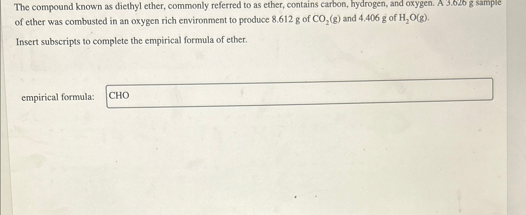 Solved The compound known as diethyl ether, commonly | Chegg.com