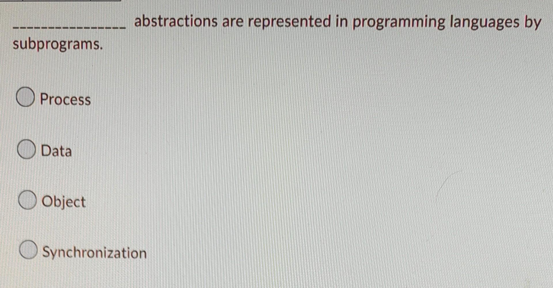 Solved subprograms. Process Data Object abstractions are | Chegg.com