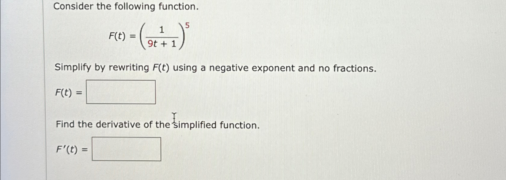 Solved Consider The Following Function F T 19t 1 5simplify