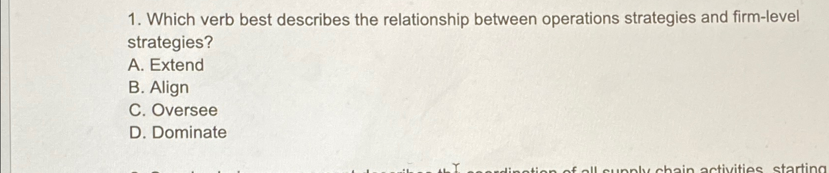 Solved Which verb best describes the relationship between | Chegg.com