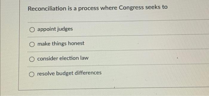 Reconciliation is a process where Congress seeks to | Chegg.com
