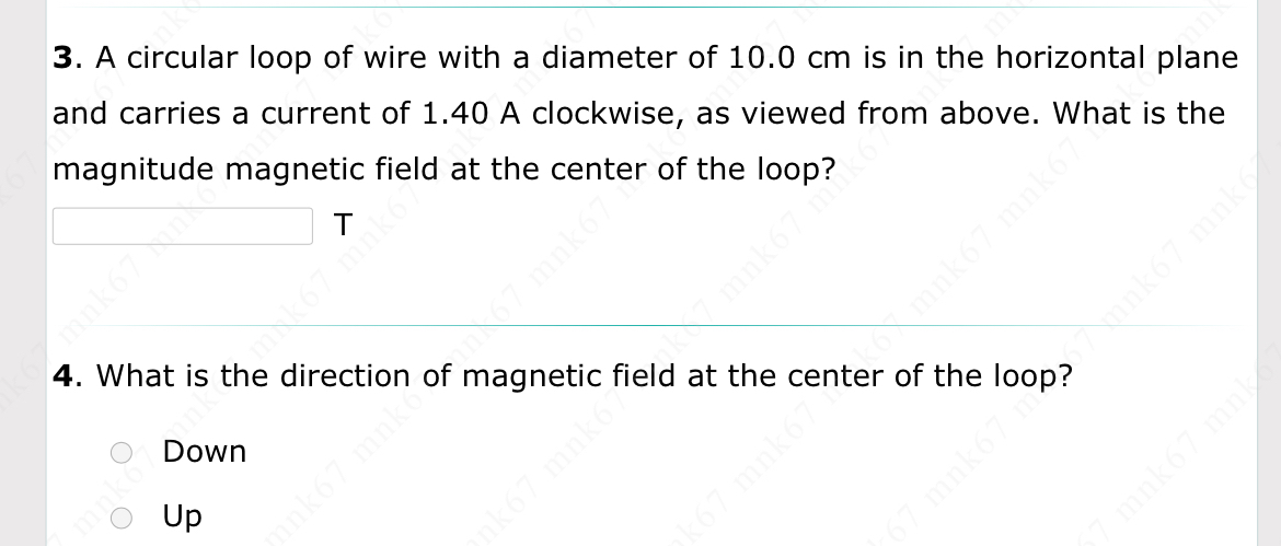 Solved A circular loop of wire with a diameter of 10.0 ﻿cm | Chegg.com