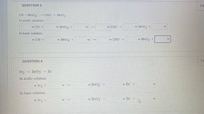 Solved Balance tbe following redox equations by the ion | Chegg.com