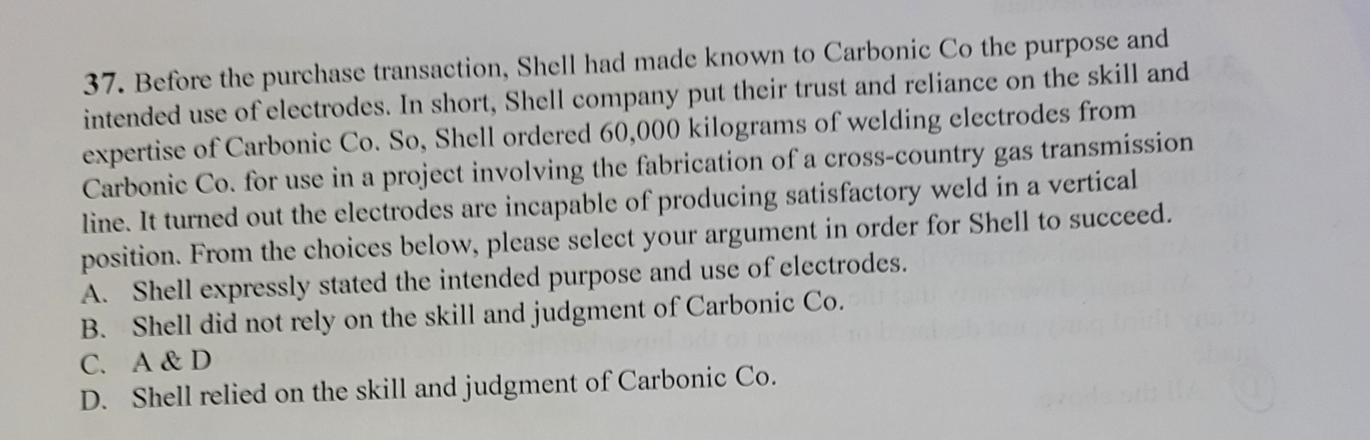 Solved Before the purchase transaction, Shell had made known | Chegg.com