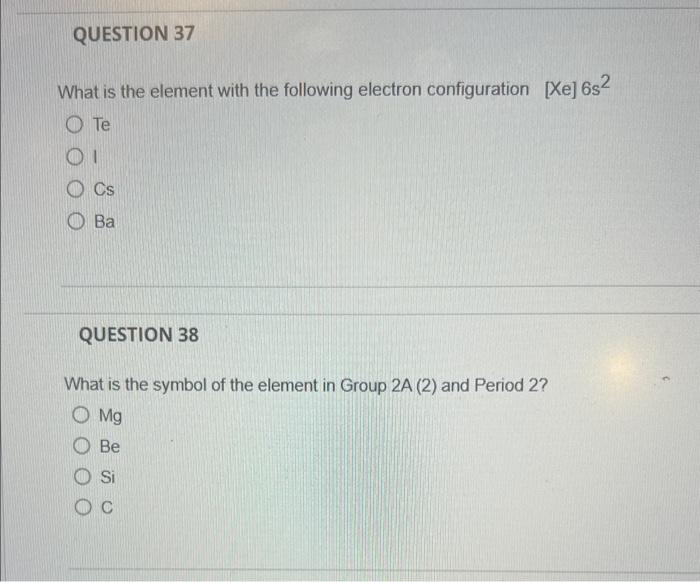Solved What is the element with the following electron | Chegg.com