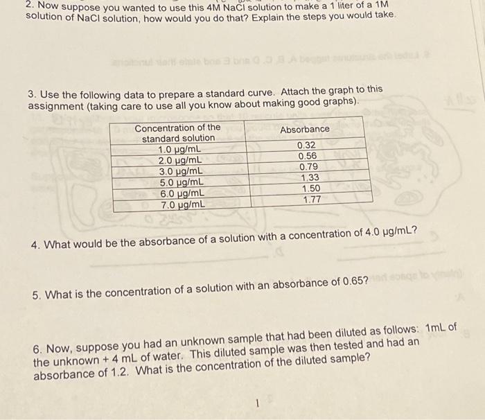 Solved 2. Now suppose you wanted to use this 4M NaCl | Chegg.com