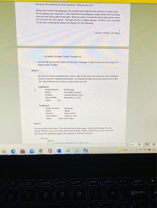 Lesson 7 HTML Web Class Lab - Hands-on HTML • Use | Chegg.com