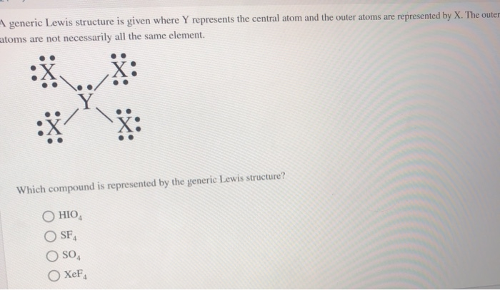 Solved A generic Lewis structure is given where Y represents | Chegg.com