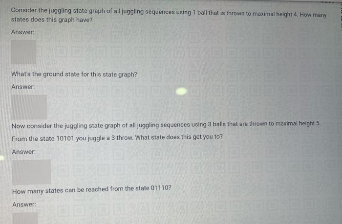 Solved Consider the juggling state graph of all juggling | Chegg.com