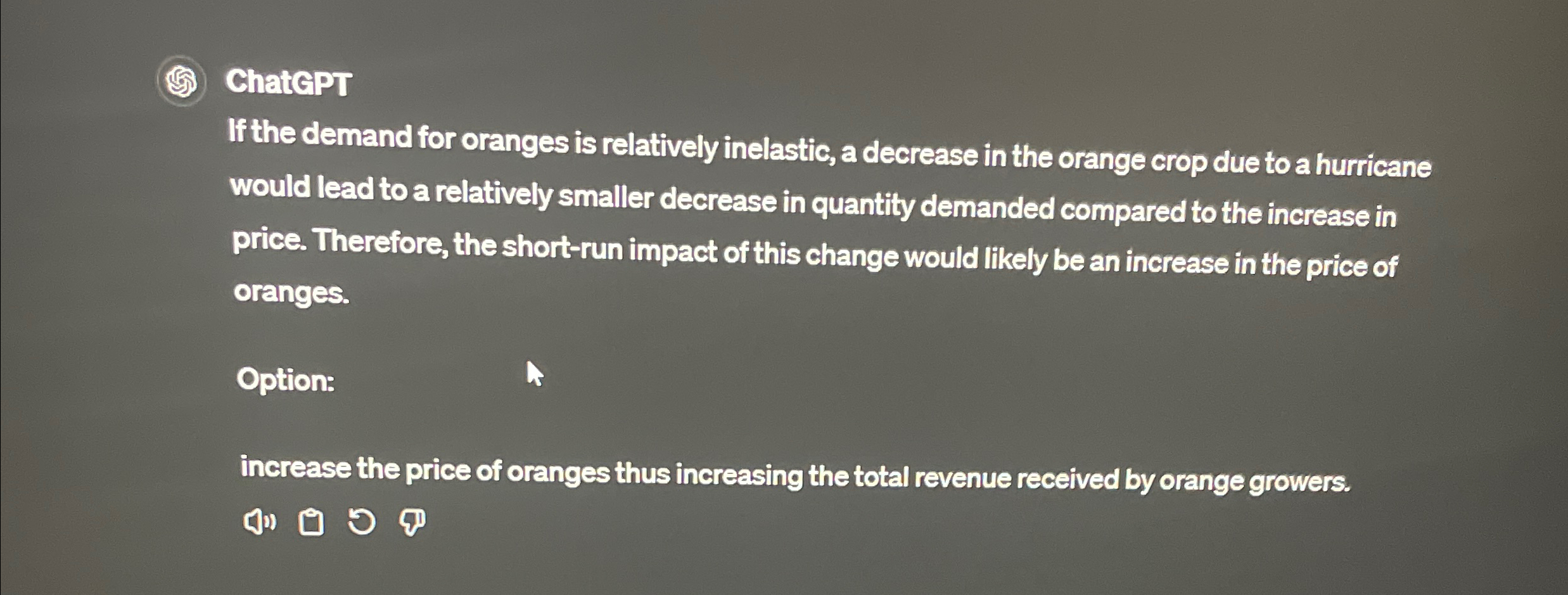 Solved ChatePTIf the demand for oranges is relatively | Chegg.com