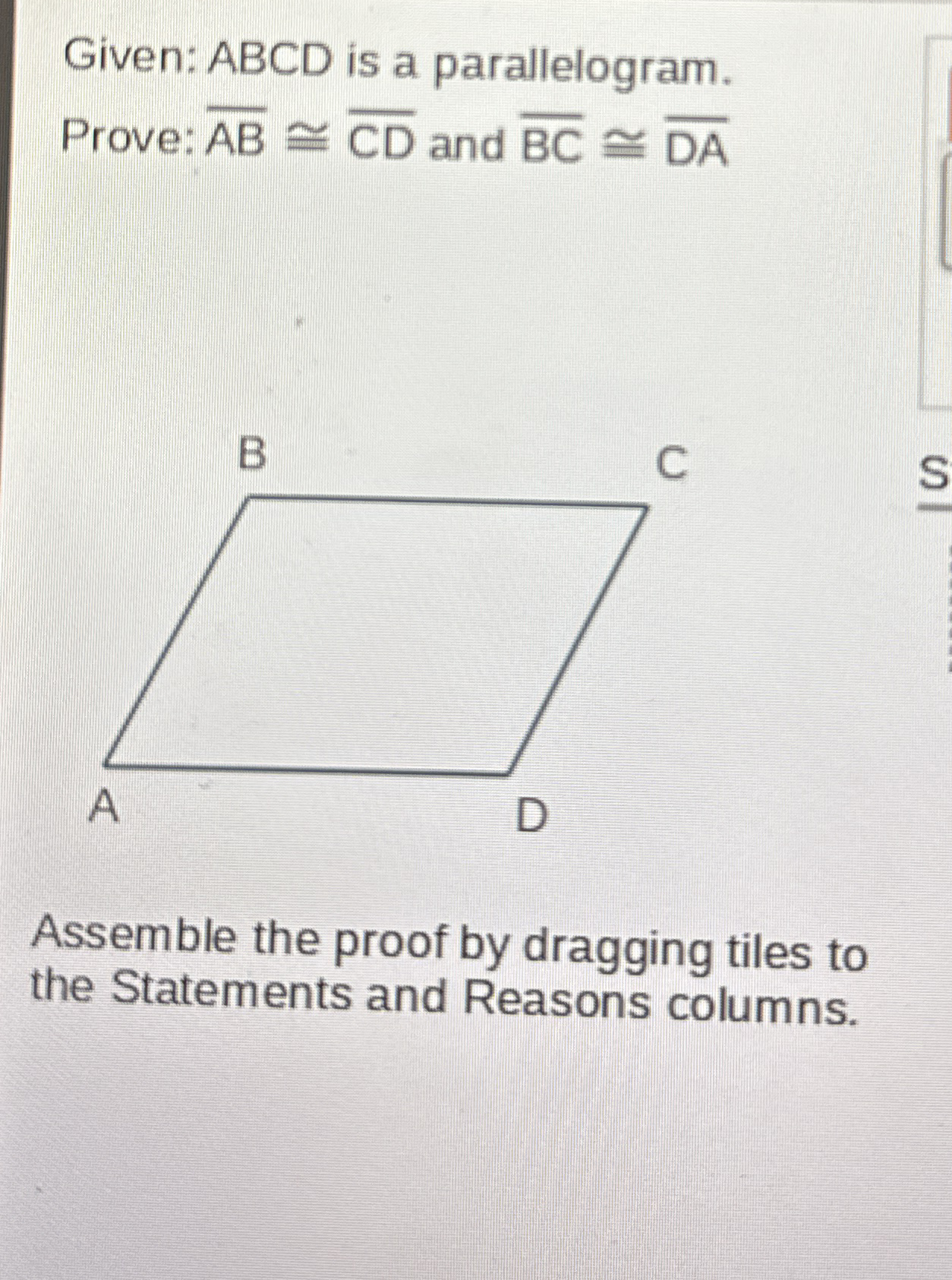 Given: ABCD is a parallelogram.Prove: | Chegg.com