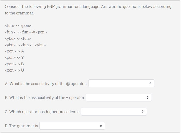 Solved Consider the following BNF grammar for a language. | Chegg.com