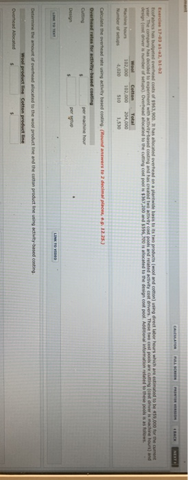 Solved CALCULATOR PULL SCREEN PRINTER VERSION BACK NEXT | Chegg.com