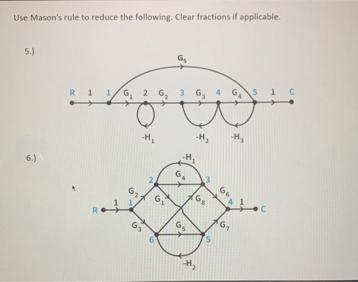 Solved Use Mason's rule to reduce the following. Clear | Chegg.com