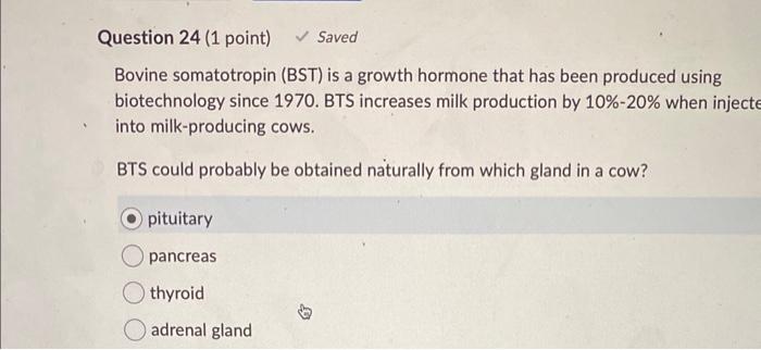 Solved Bovine somatotropin (BST) is a growth hormone that | Chegg.com