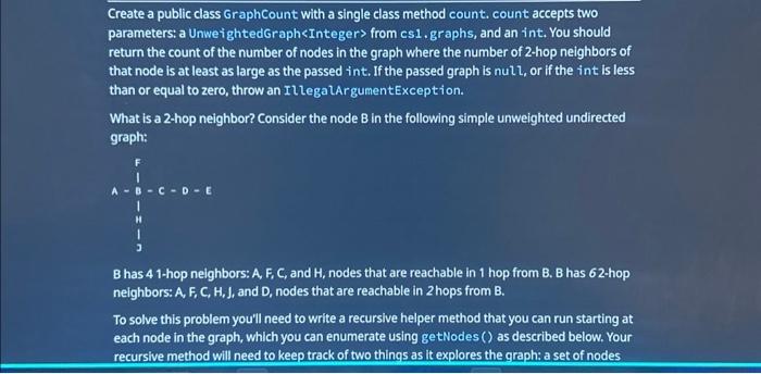 Solved Create a public class GraphCount with a single class | Chegg.com