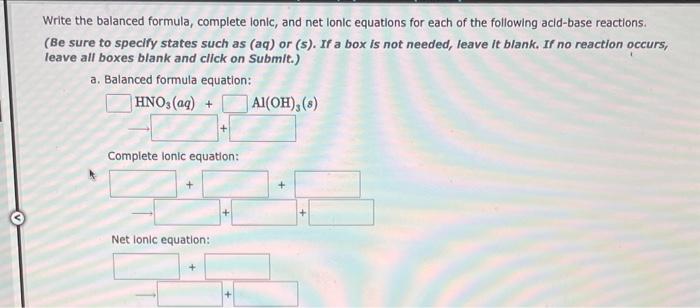Solved Write the balanced formula, complete lonic, and net | Chegg.com