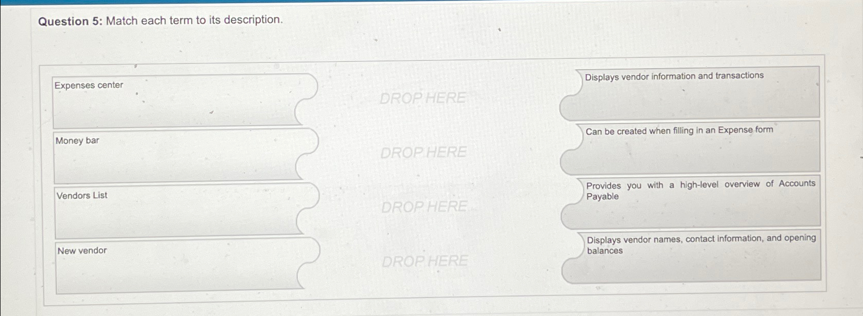 Solved Question 5: Match each term to its | Chegg.com