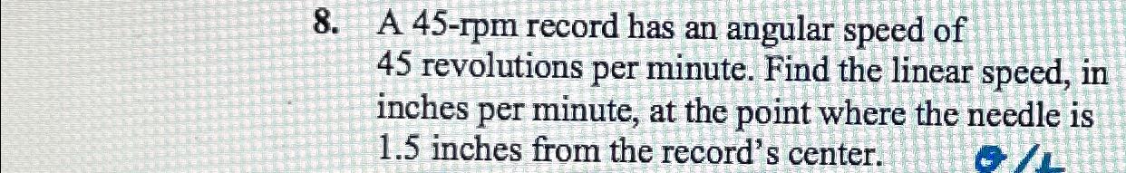 Solved A 45-rpm record has an angular speed of 45 | Chegg.com