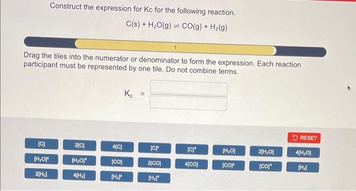 Solved Construct the expression for Kc for the following | Chegg.com