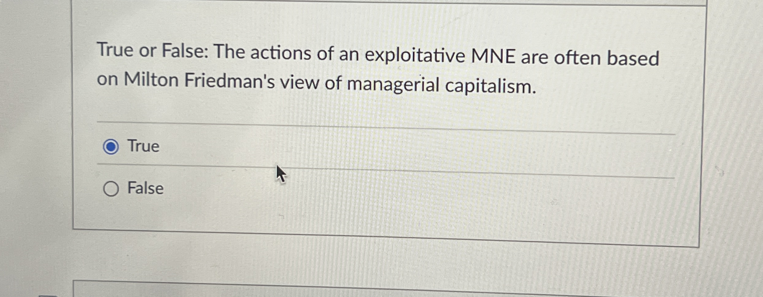 Solved True or False: The actions of an exploitative MNE are | Chegg.com