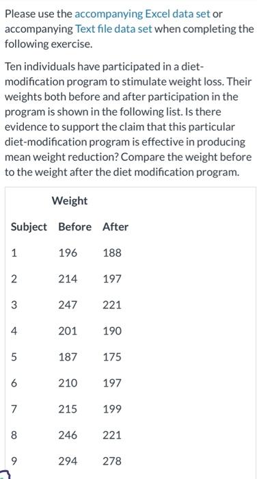 Solved Please use the accompanying Excel data set or | Chegg.com